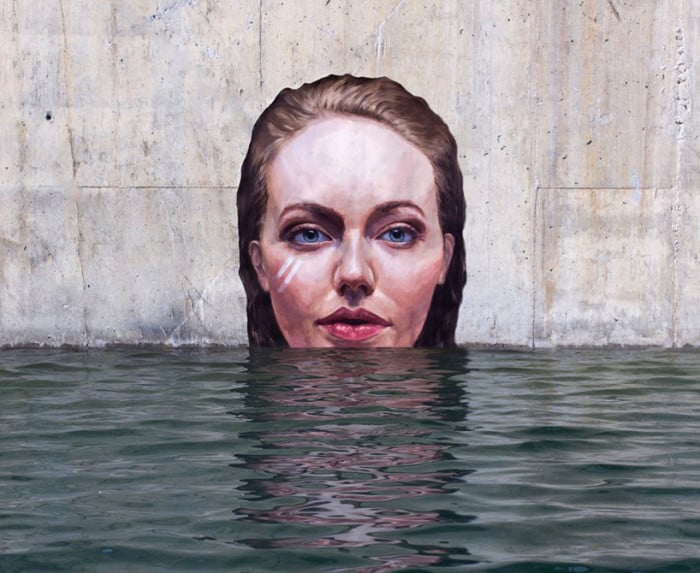 Hyper-realistic Bathing Ladies Street Art by Hula